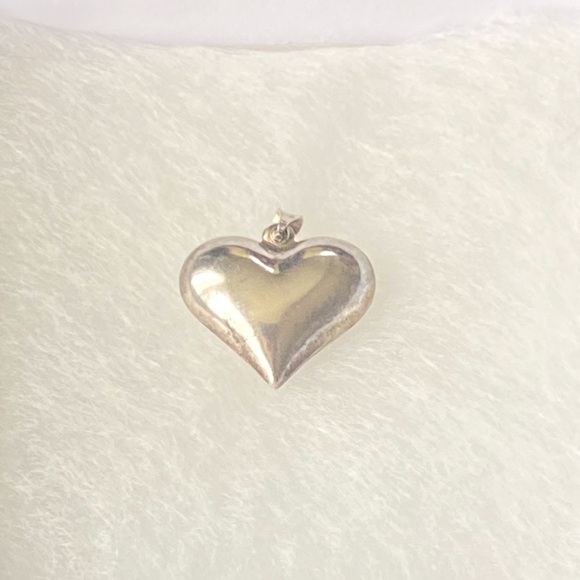 Jewelry | Vintage Sterling Silver Puffed Heart Necklace Pendant W Free ...